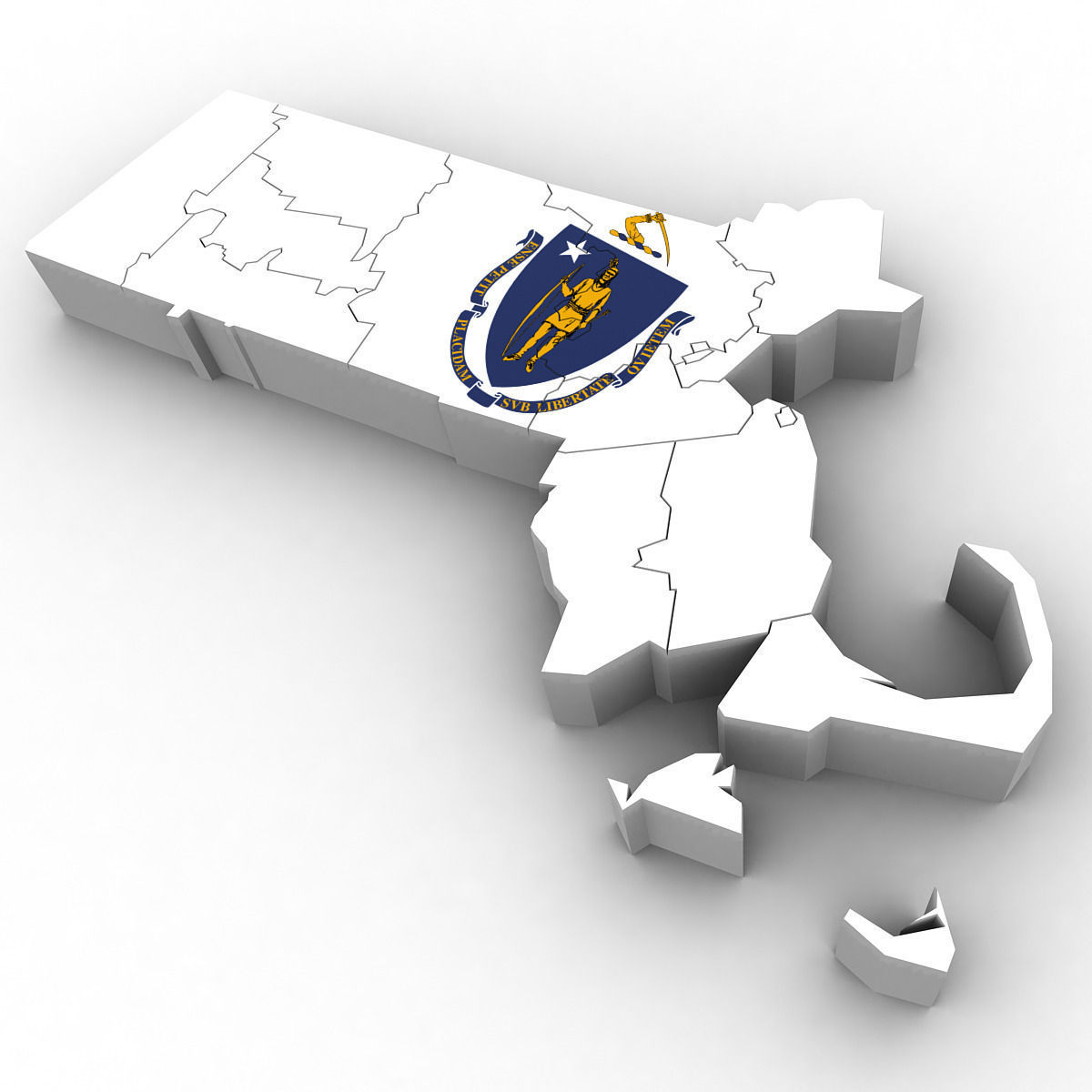 Massachusetts Political Map 3D model | CGTrader