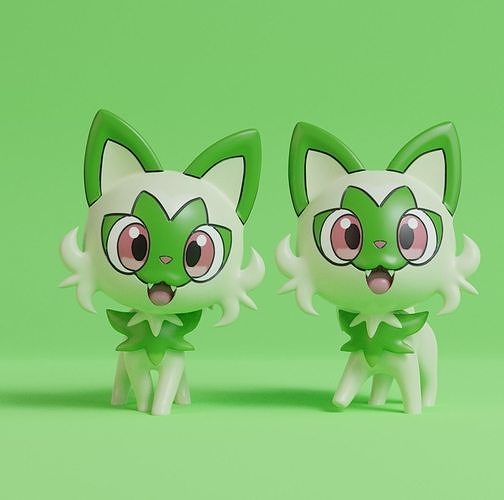 Pokemon - Sprigatito with 2 poses 3D model 3D printable | CGTrader