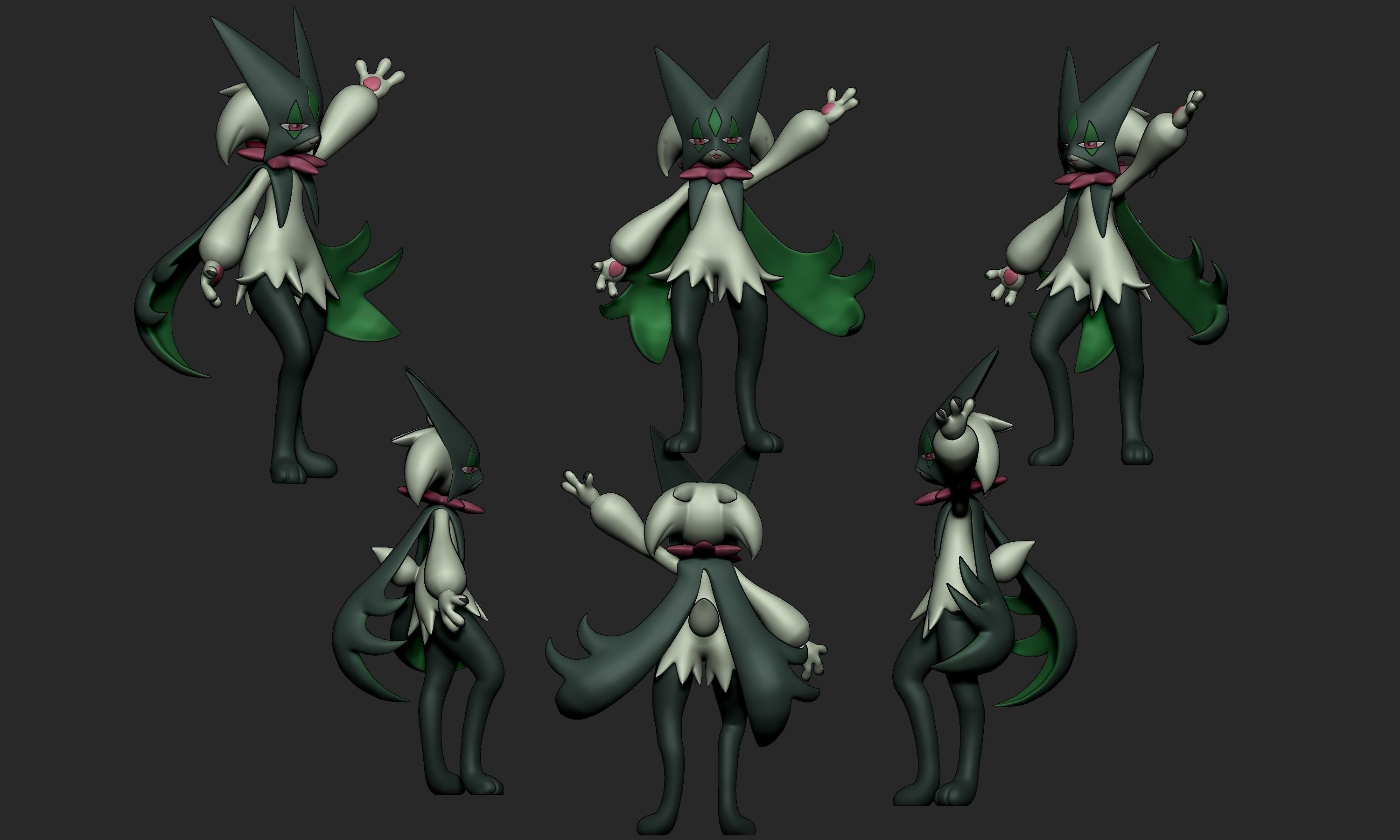 Pokemon - Sprigatito Floragato and Meowscarada with 2 poses 3D model 3D ...