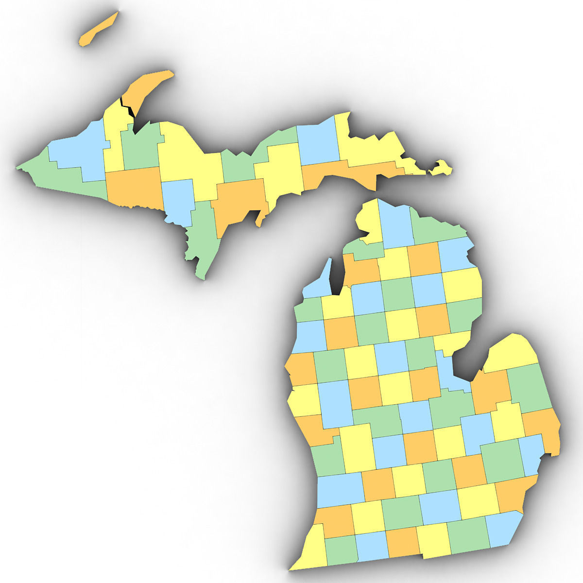 Michigan Political Map 3D model | CGTrader