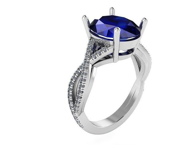 Round blue stone diamond ring 2353 3D print model 3D model 3D printable ...