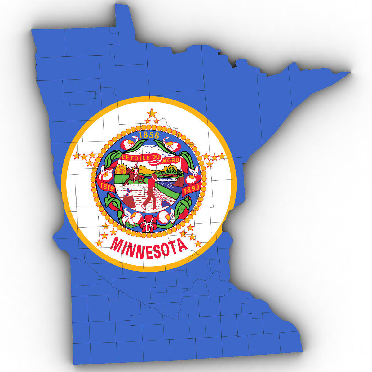 Minnesota Political Map 3D model | CGTrader
