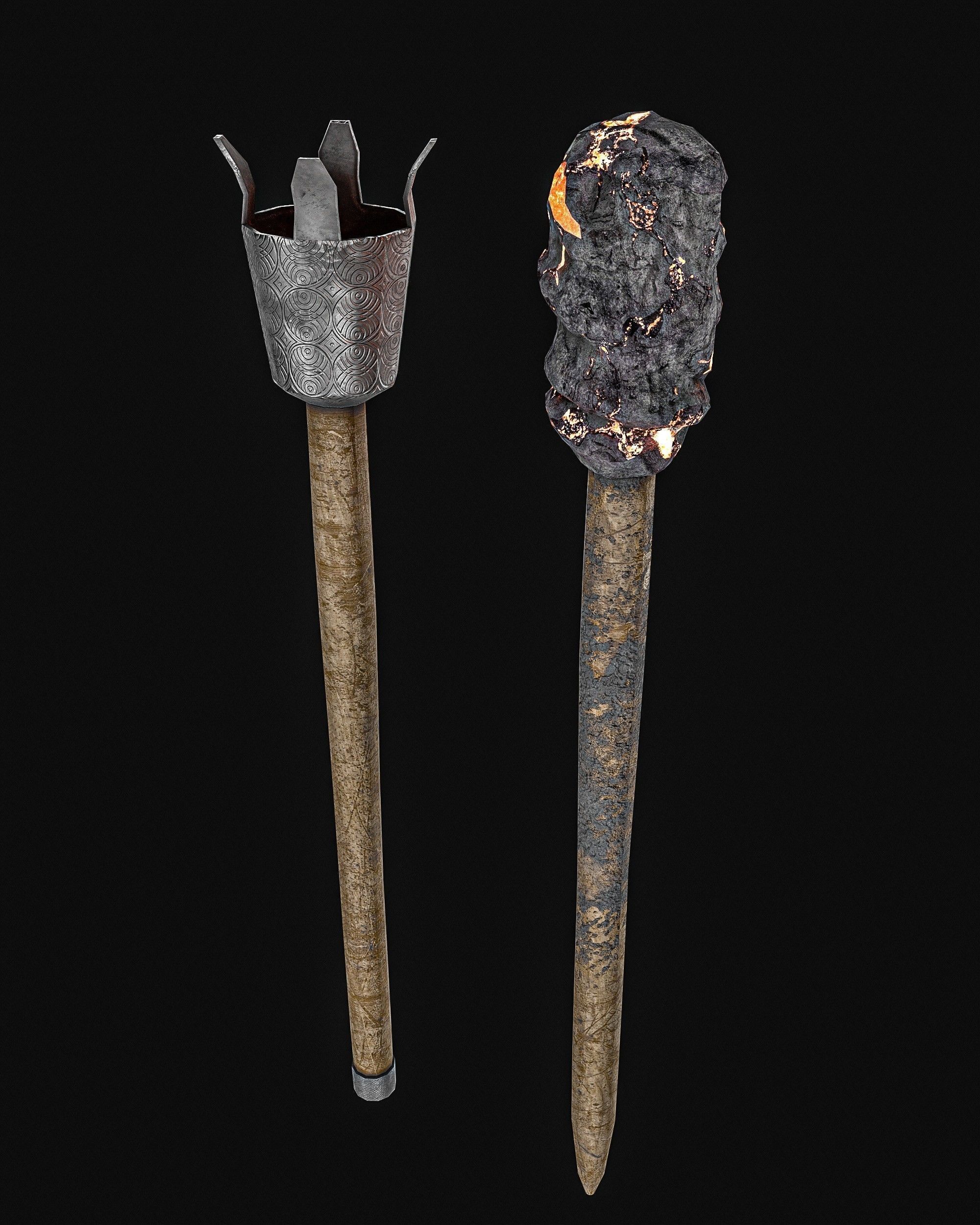 3D model Medieval Torch Pack VR / AR / low-poly | CGTrader