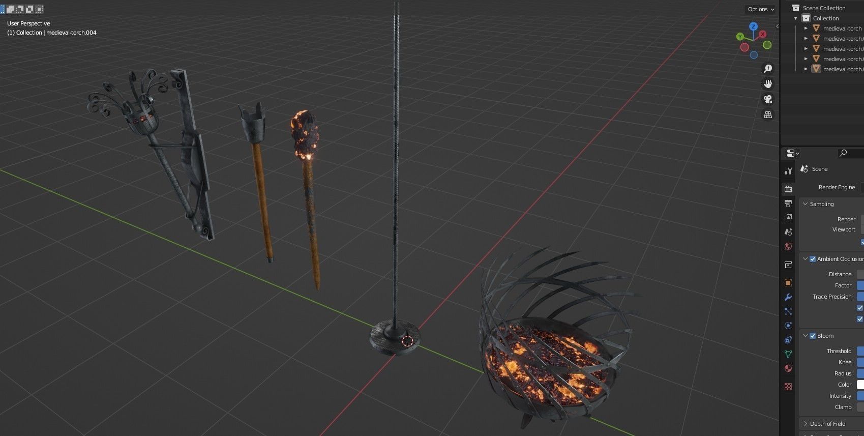 3D model Medieval Torch Pack VR / AR / low-poly | CGTrader