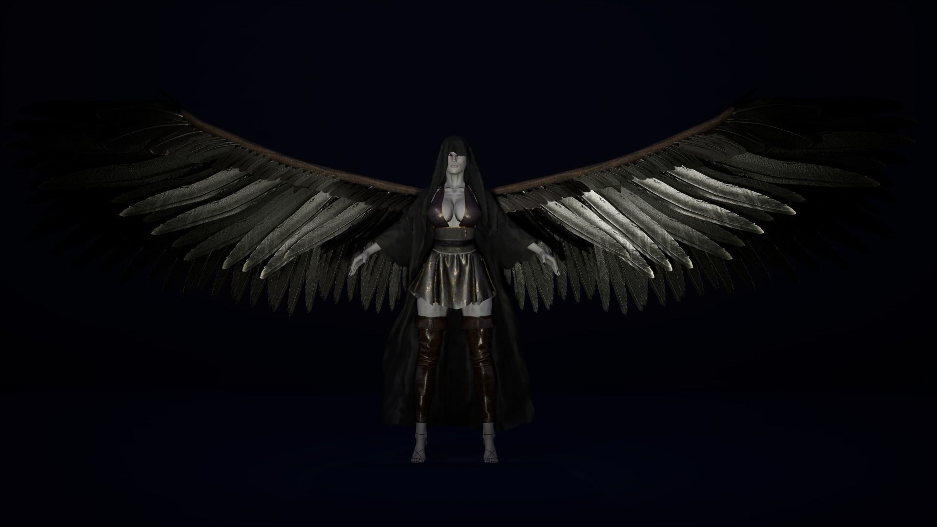 3D model Lady Death Angel female character with 3 texture sets rigged ...