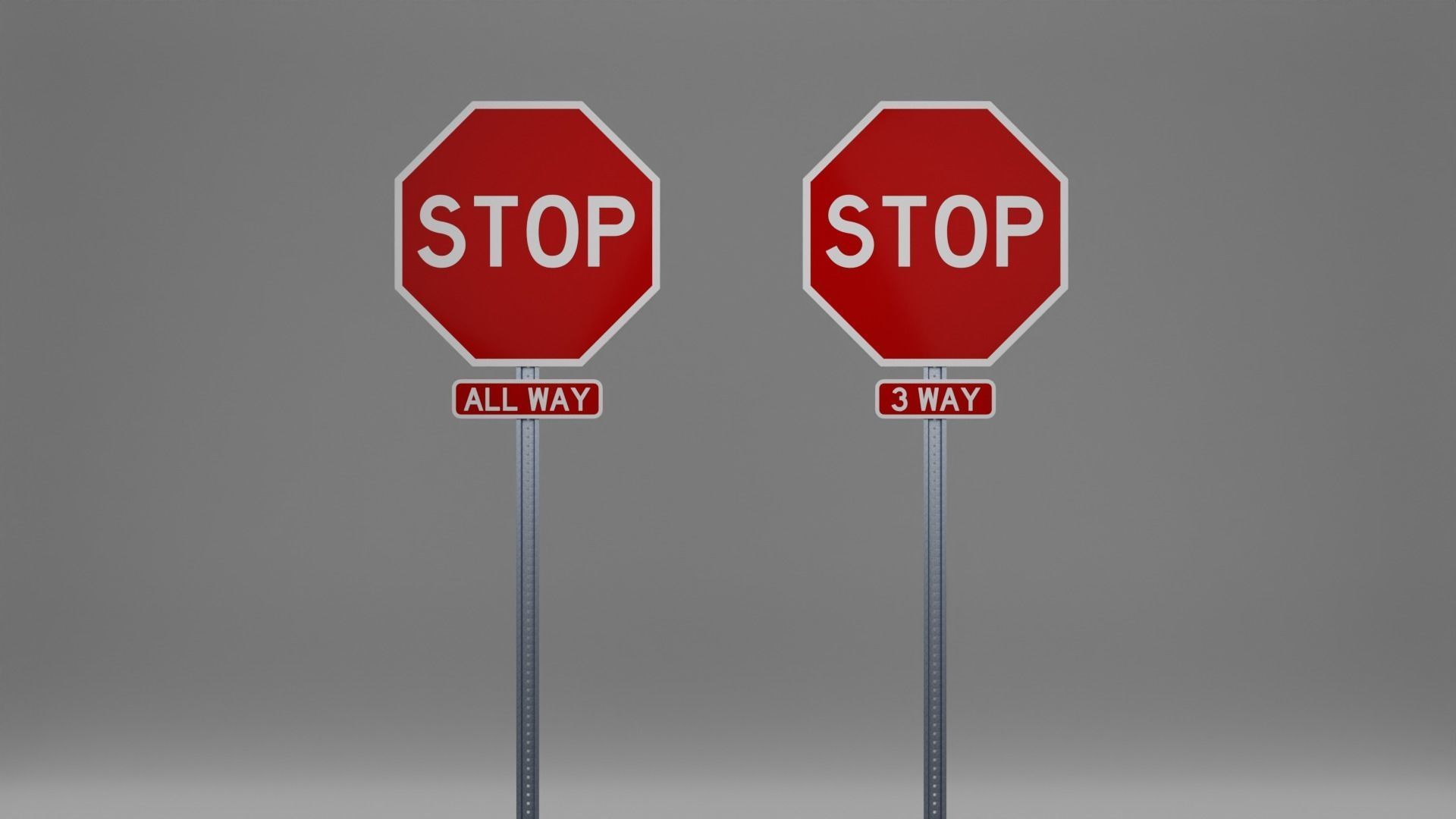 3D model STOP Signs - ALL WAY and 3 WAY VR / AR / low-poly | CGTrader