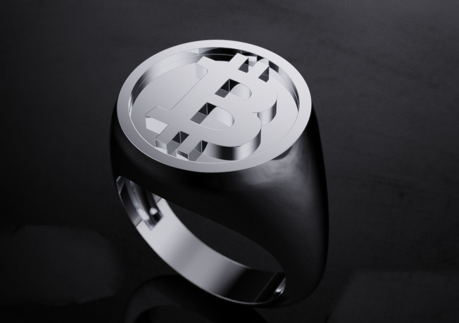 BTC Bitcoin Ring Signet Ring 3d model 3D model | CGTrader