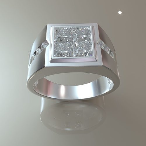 men diamond square ring 3dm 3D model 3D printable | CGTrader