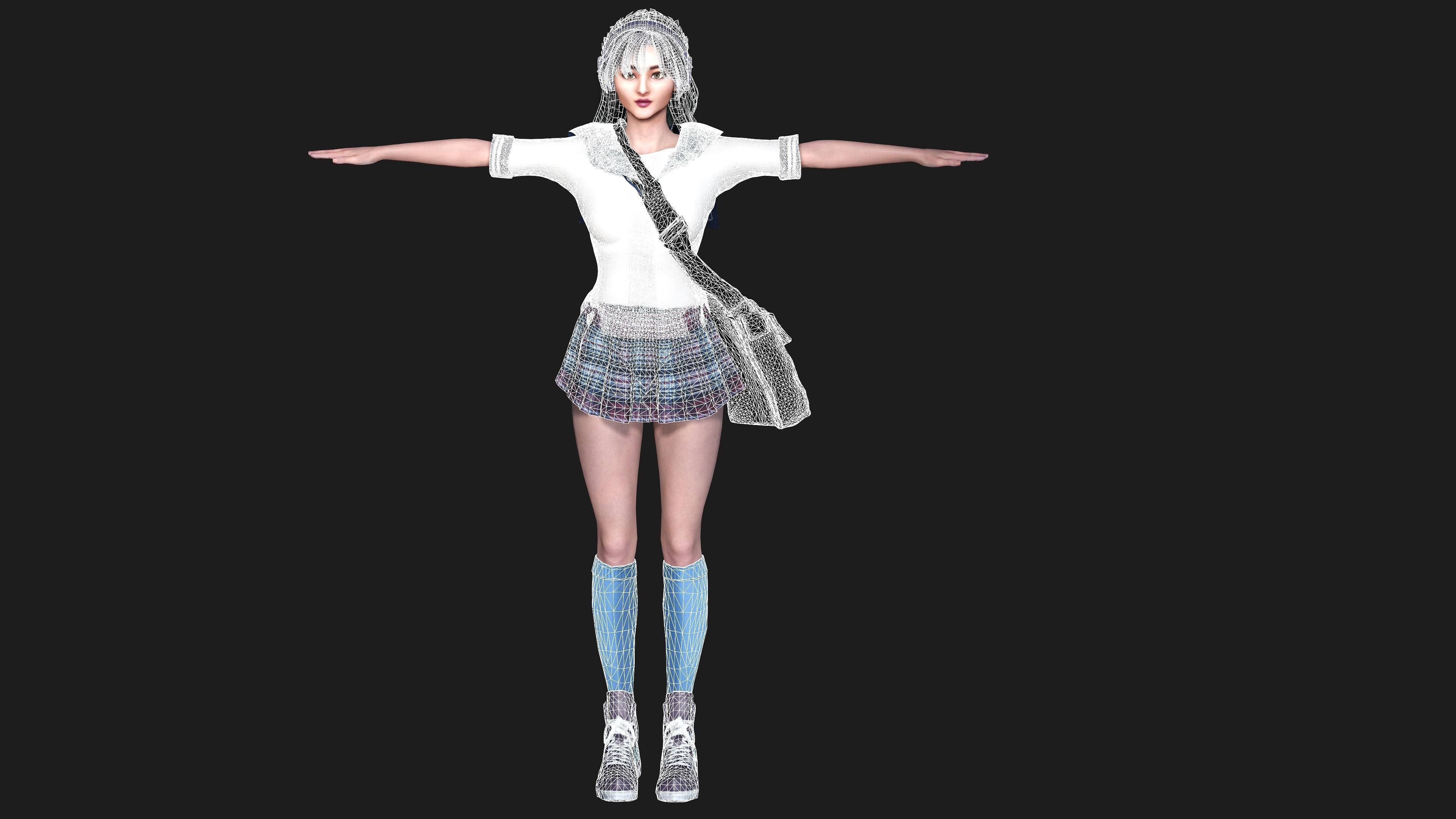 3D model AAA 3D REALISTIC JAPANESE SCHOOL GIRL CHARACTER - YUMIKO VR ...