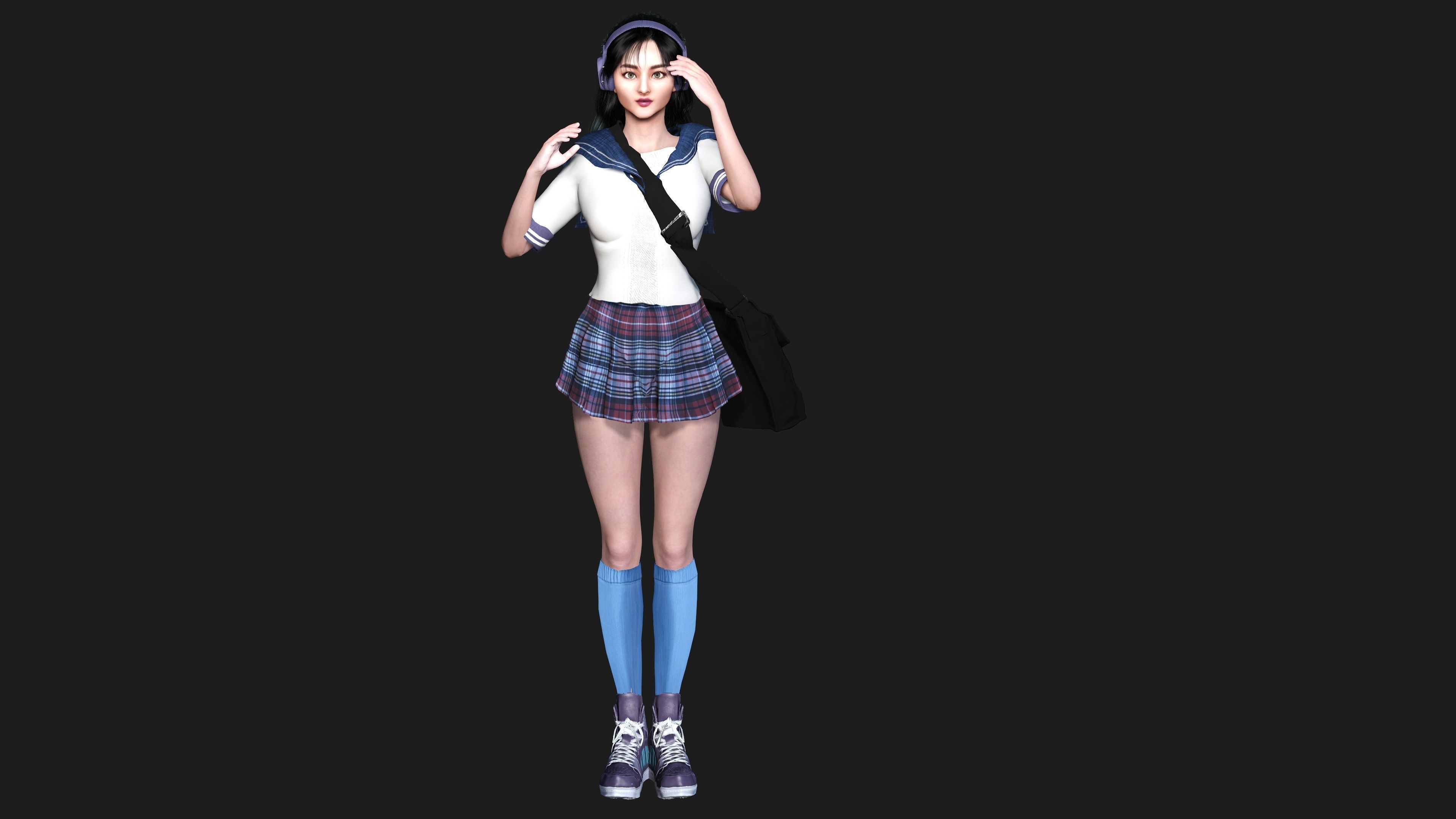 3D model AAA 3D REALISTIC JAPANESE SCHOOL GIRL CHARACTER - YUMIKO VR / AR / low-poly | CGTrader