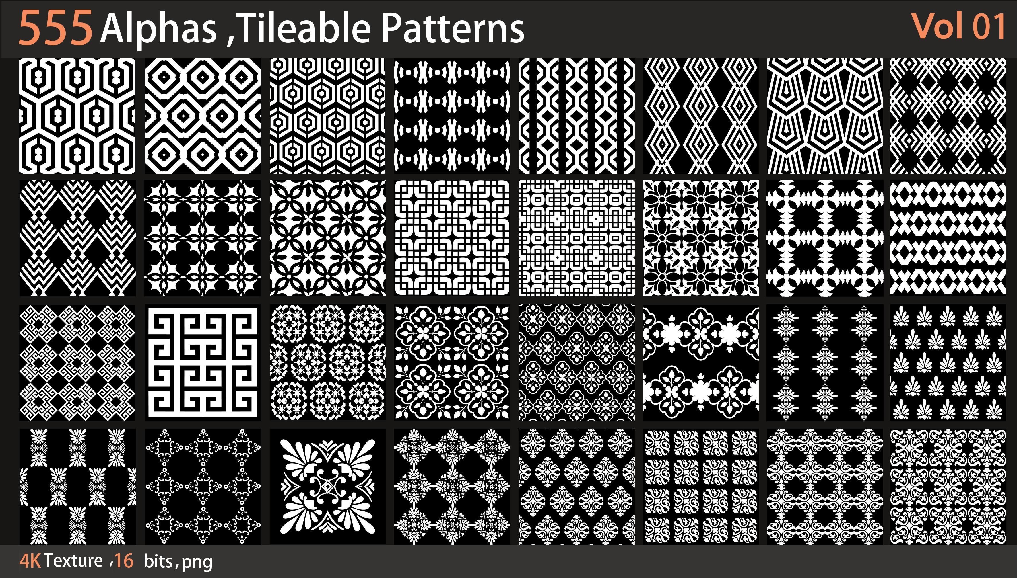 555 Alphas Tileable Patterns Vol1 Texture | CGTrader