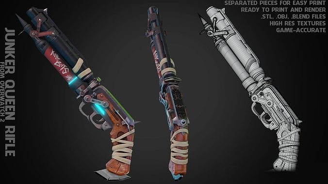 Overwatch 2 Junker Queen ShotGun for Cosplay 3D model 3D printable ...