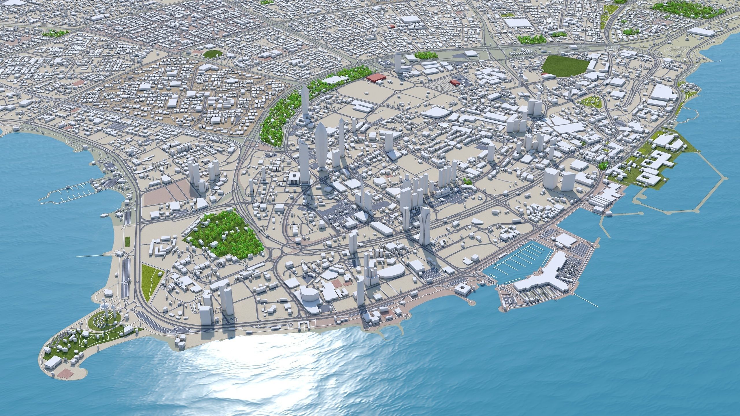 3D model Kuwait Downtown VR / AR / low-poly | CGTrader