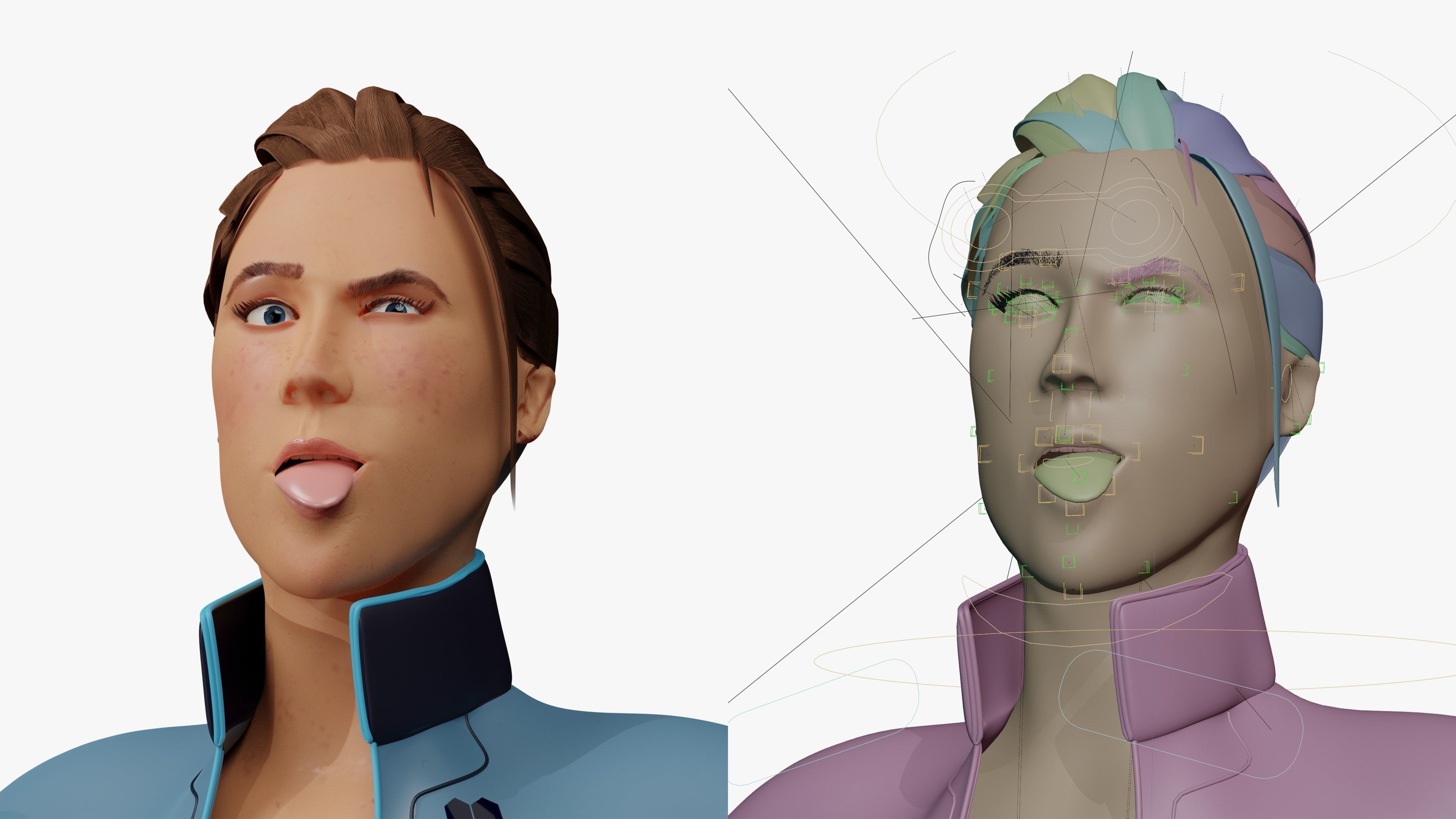 Female cyberpunk 3D model rigged | CGTrader