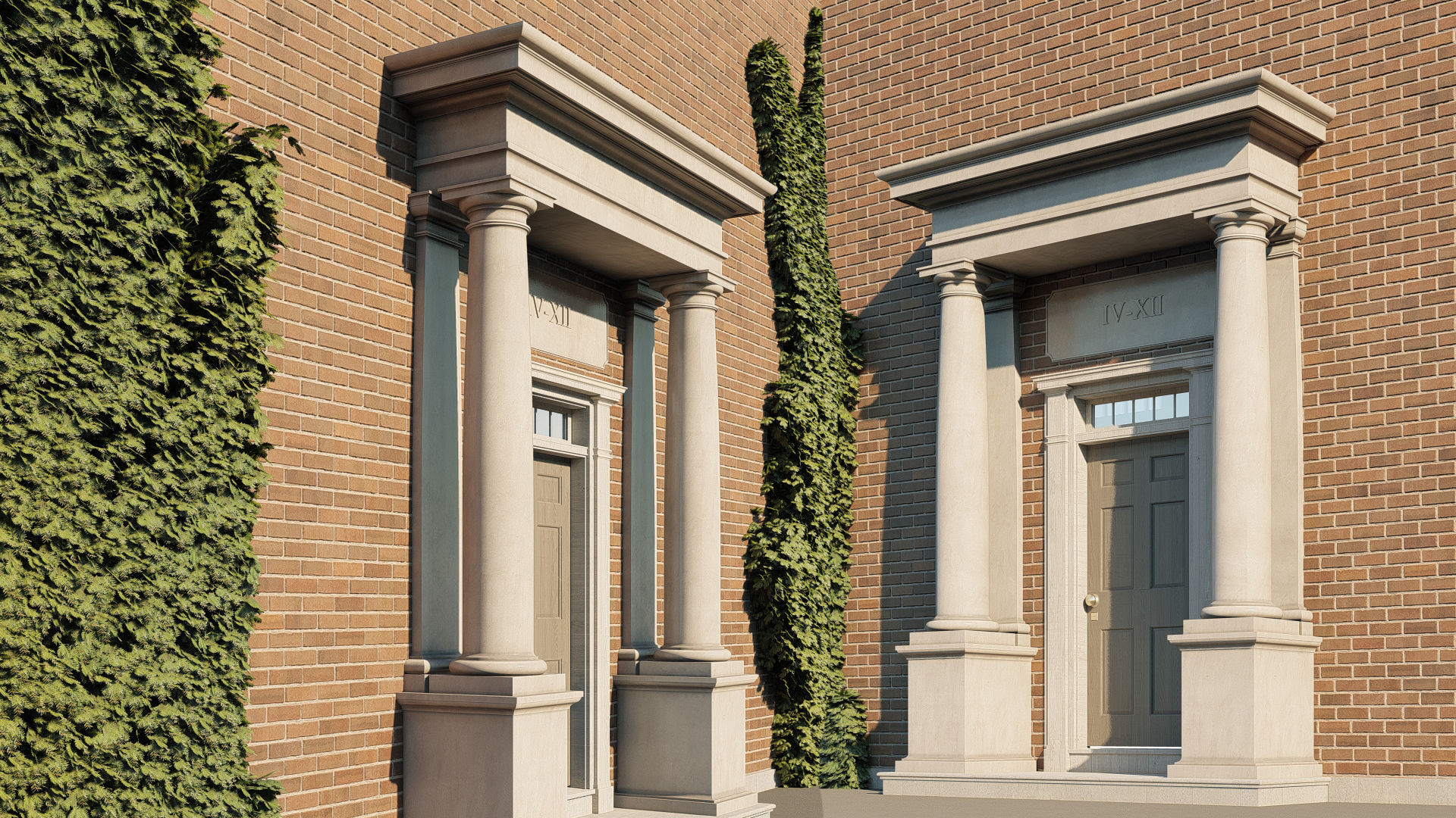 Portico Entrance Porch Door Surround with Columns Tuscan Order 3D model ...