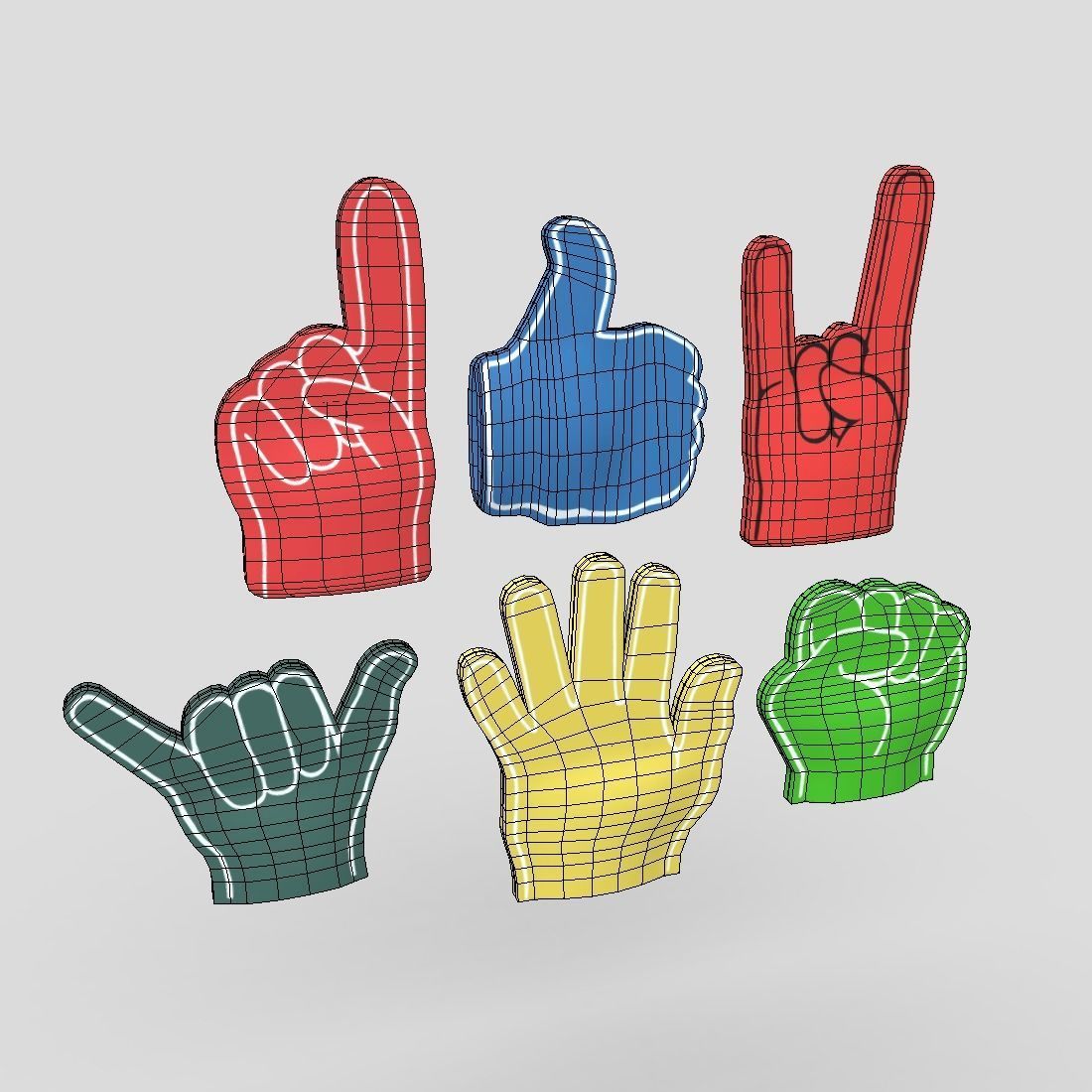 3D model Foam Finger Pack VR / AR / low-poly | CGTrader