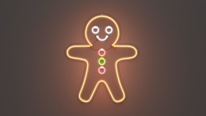 Gingerbread Man - Neon Sign 3D model | CGTrader