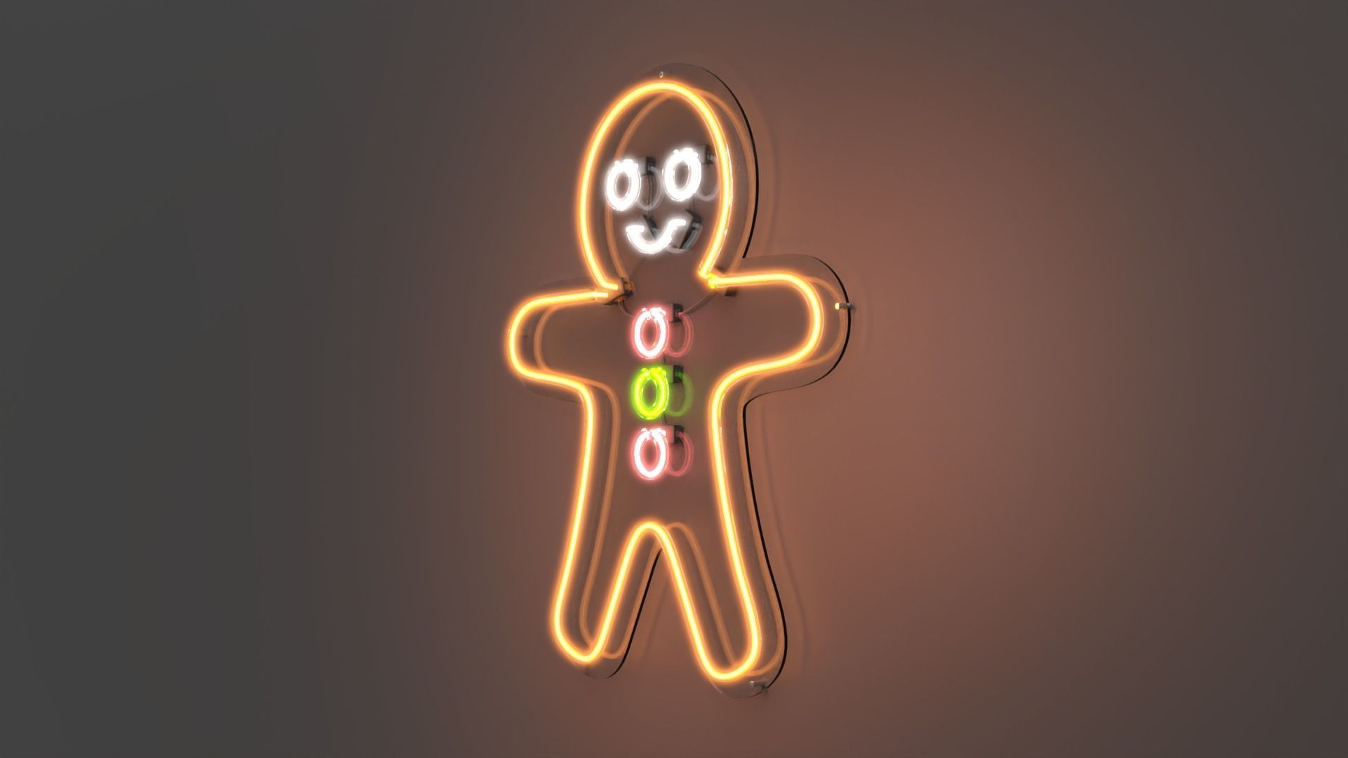 Gingerbread Man - Neon Sign 3D model | CGTrader