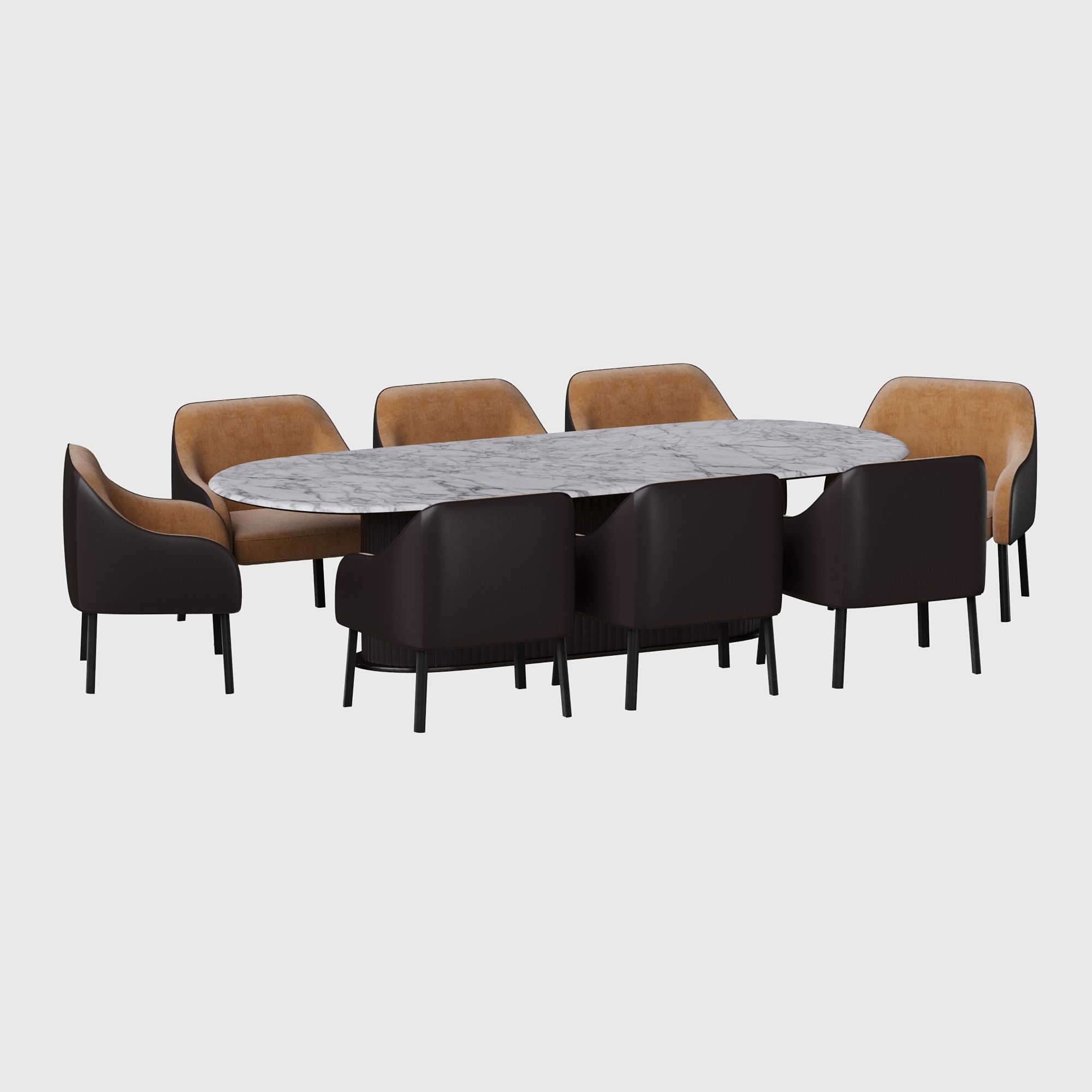 Luxury Italian Leather Dining Table and Chairs 3D model | CGTrader