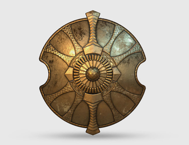 3d Model Shield Golden Vr Ar Low Poly Cgtrader