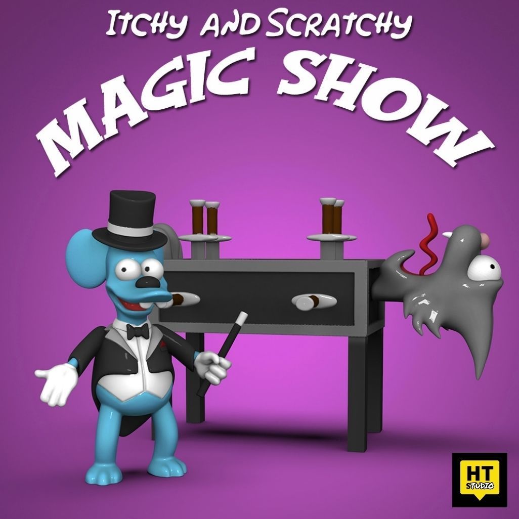 Itchy and Scratchy Magic Show The Simpsons 3D model 3D printable | CGTrader