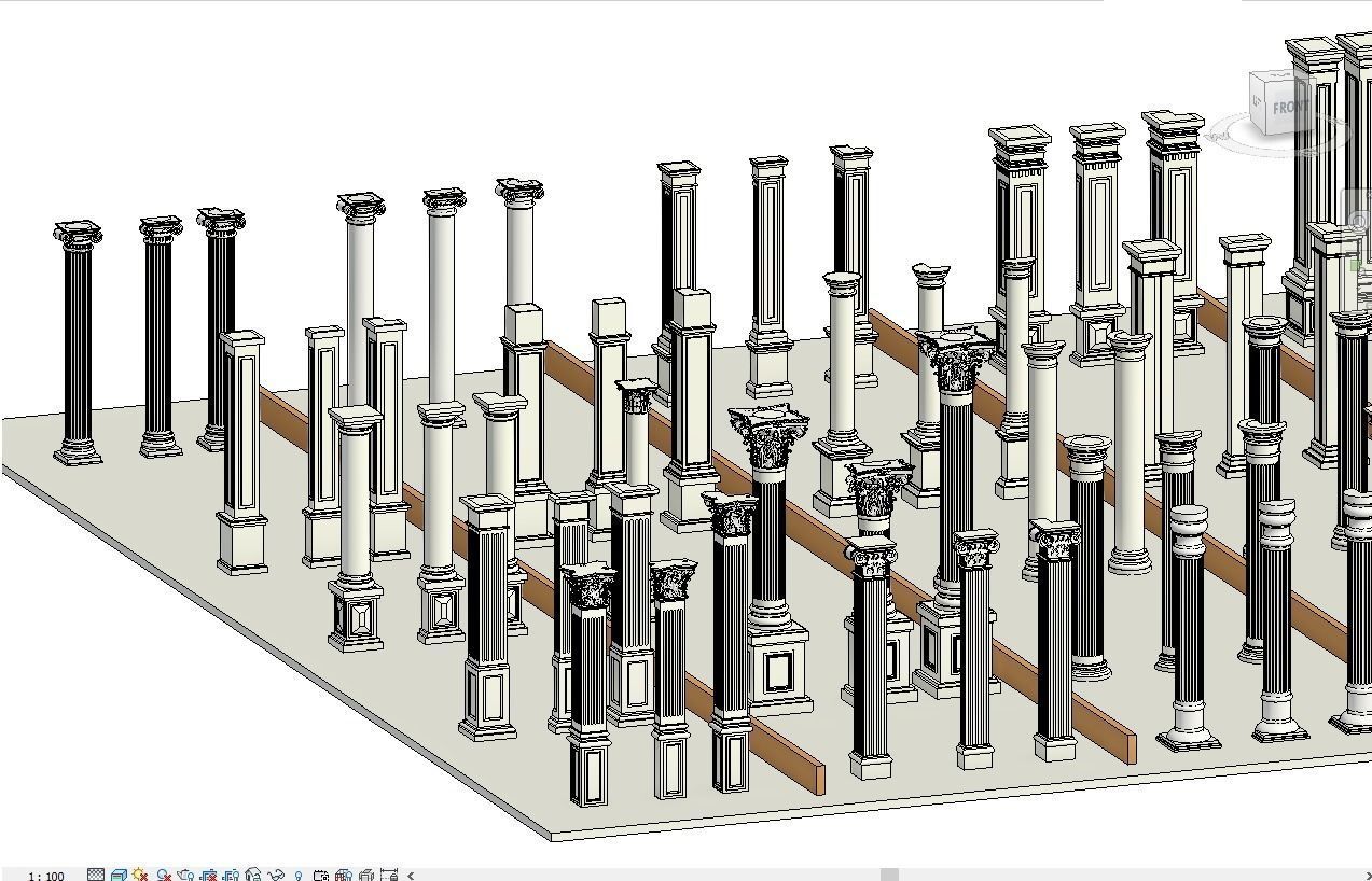 3D model 50 neoclassical architectural columns built with revit VR / AR / low-poly | CGTrader