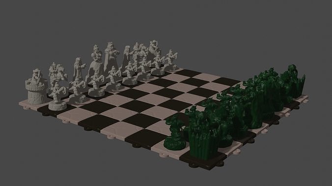 fantasy army chess set Human vs orc 3D model 3D printable | CGTrader