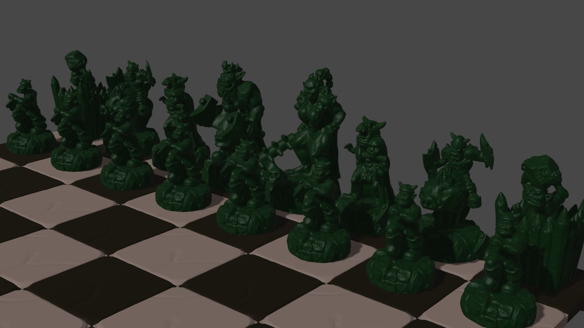 fantasy army chess set Human vs orc 3D model 3D printable | CGTrader