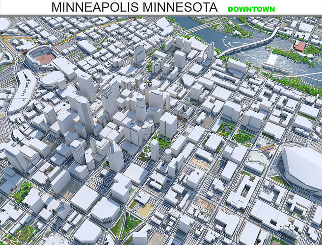 3D model Minneapolis Downtown Minnesota USA VR / AR / low-poly | CGTrader