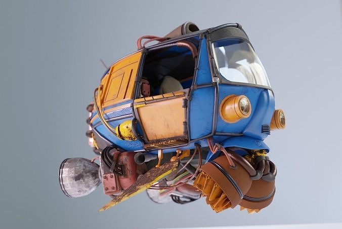 AUTO RICKSHAW Bajaj Tuk-tuk Cyberpunk Taxi 3D model animated rigged ...