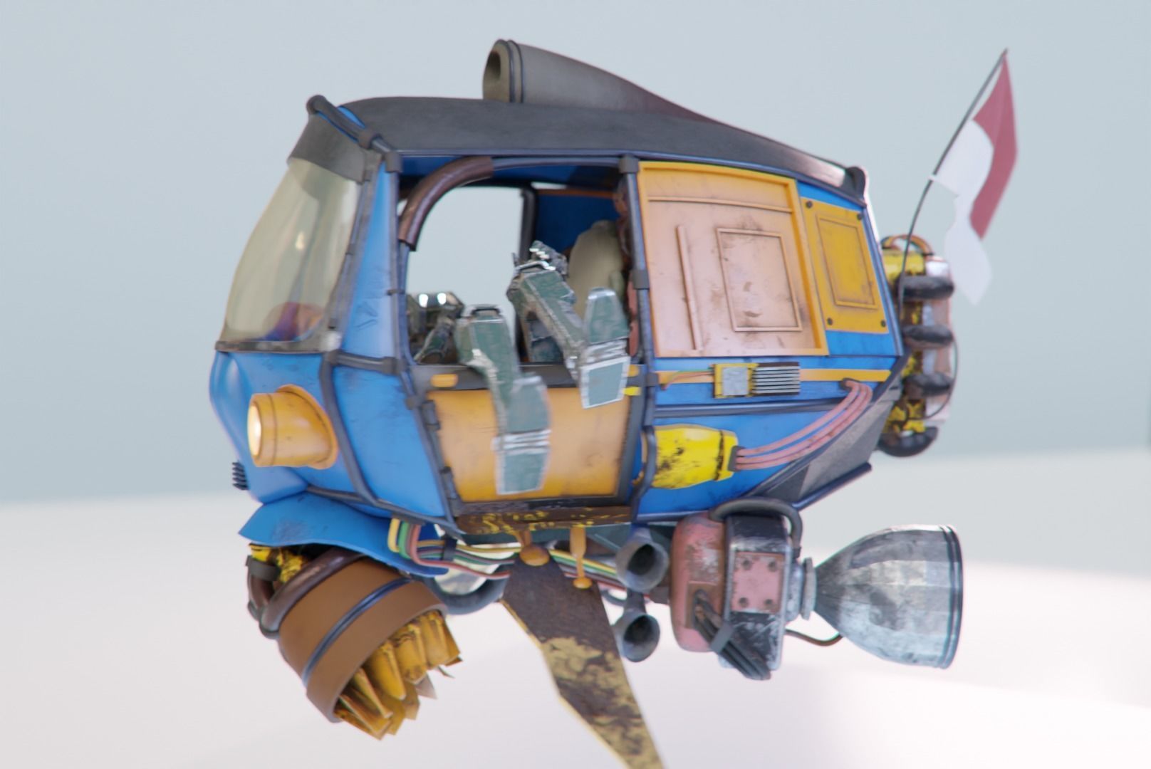 AUTO RICKSHAW Bajaj Tuk-tuk Cyberpunk Taxi 3D model animated rigged ...