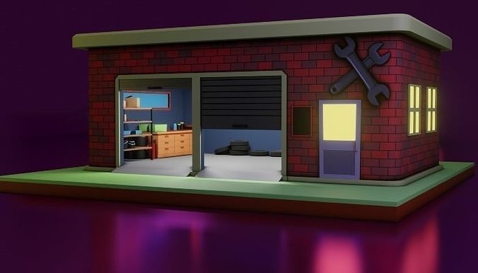 3D model Low Poly Garage VR / AR / low-poly | CGTrader