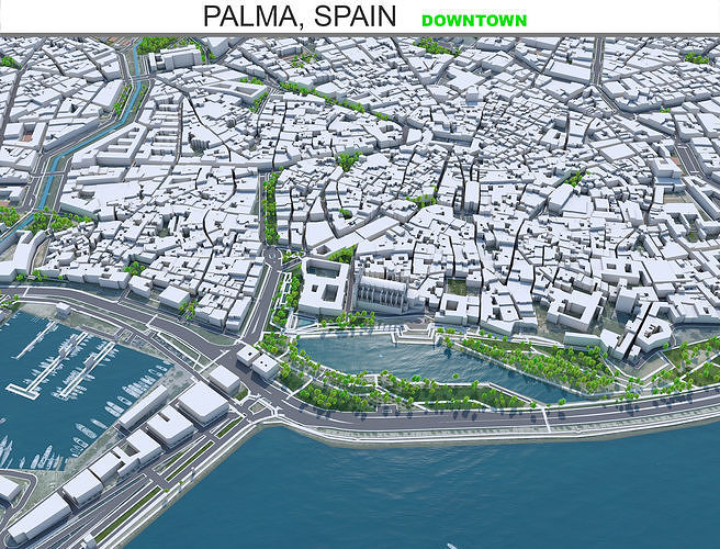 3D model Palma Downtown Spain VR / AR / low-poly | CGTrader