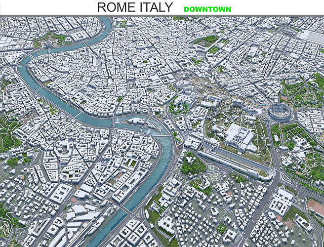 3D model Rome Downtown Italy VR / AR / low-poly | CGTrader