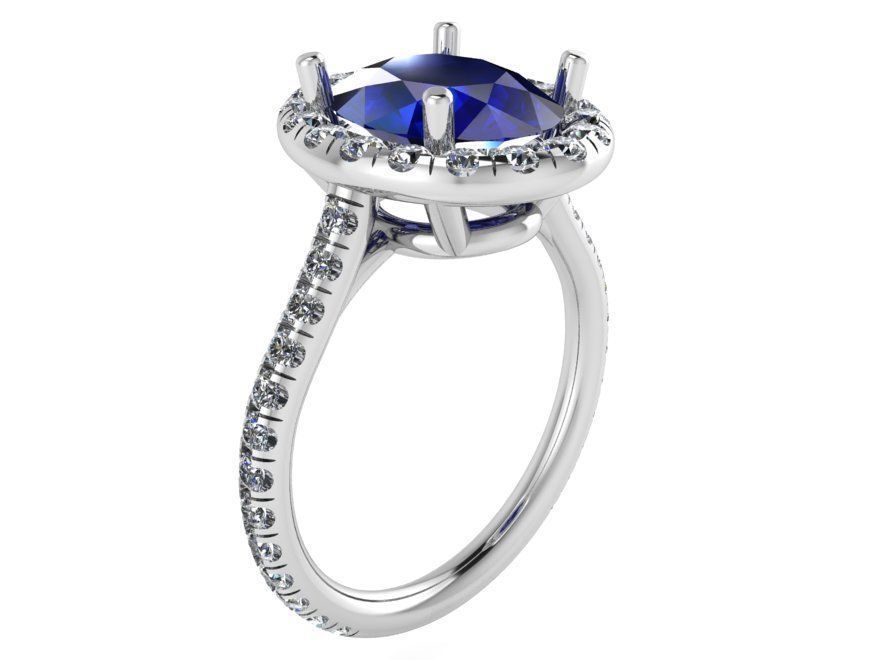 Round blue stone diamond ring 2476 3D print model 3D model 3D printable ...