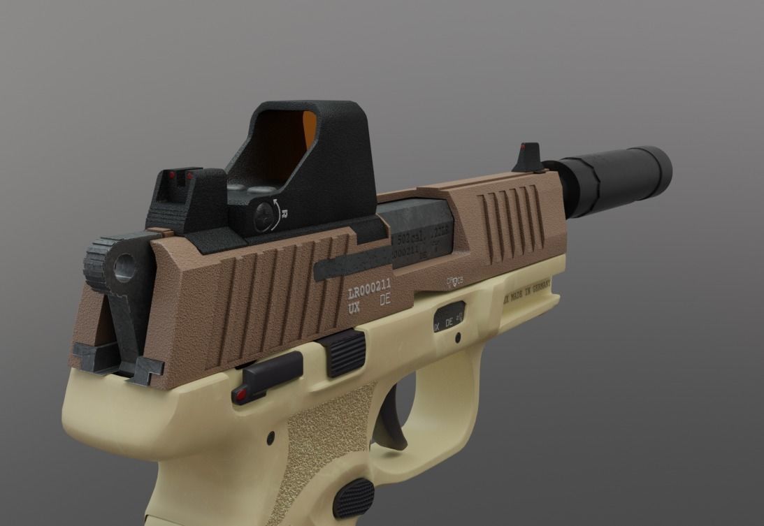 3D model Umarex fn 502 with silencer VR / AR / low-poly | CGTrader