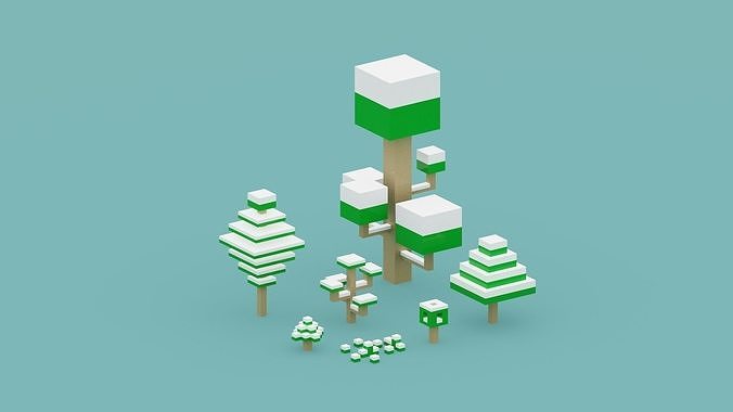 3D model Isometric 3d Snow Tree Set VR / AR / low-poly | CGTrader