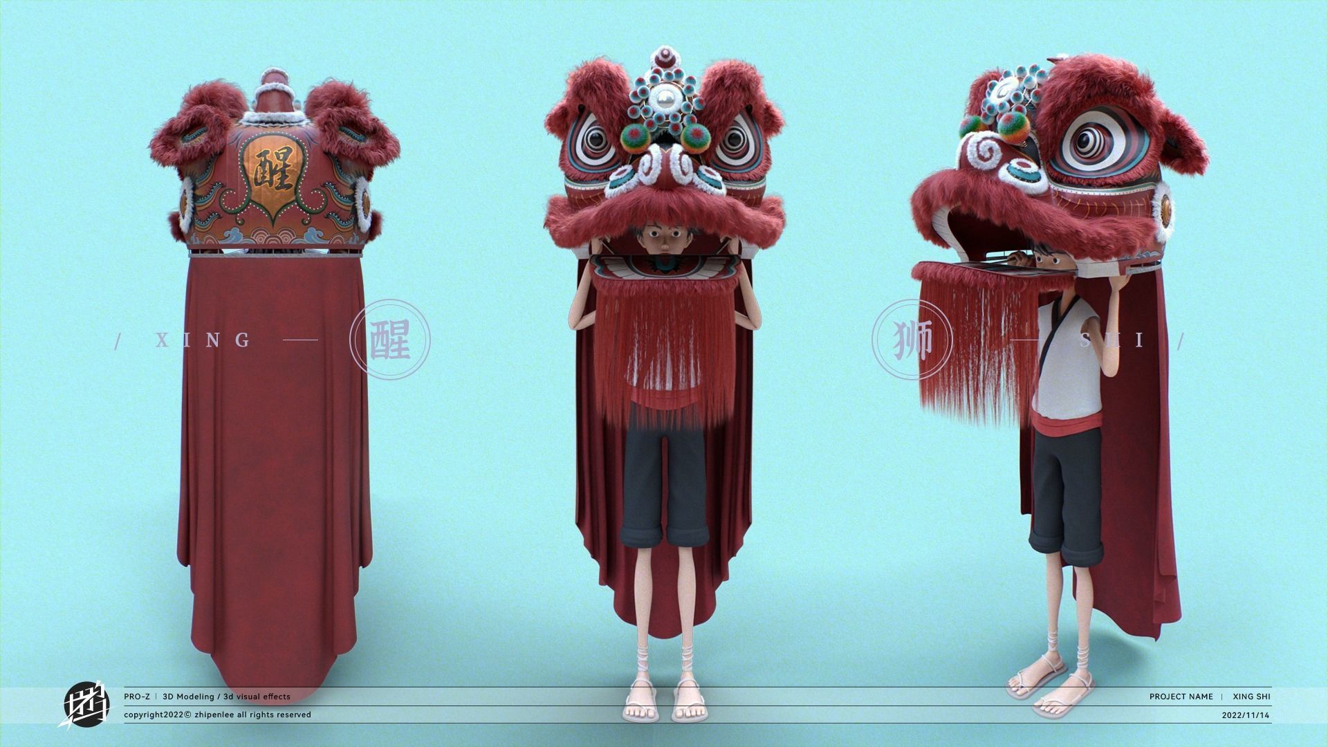 3D model Chinese Lion dance Rigged VR / AR / low-poly | CGTrader