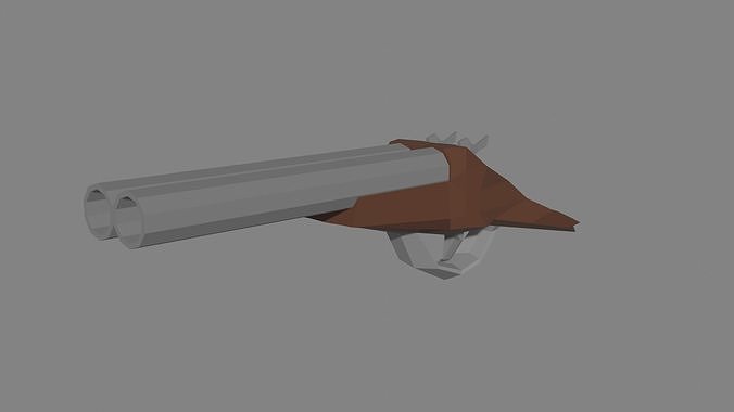 Low Poly 2 barrel trunk shotgun terminator free 3D model | CGTrader