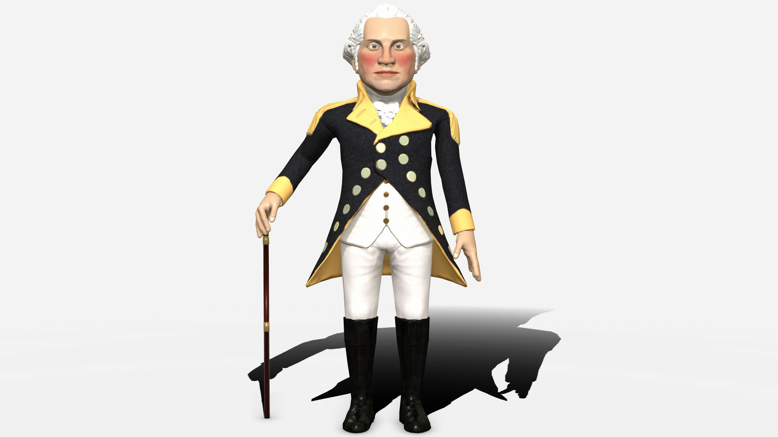 3D model George Washington caricature rigged humanoid low poly VR / AR ...
