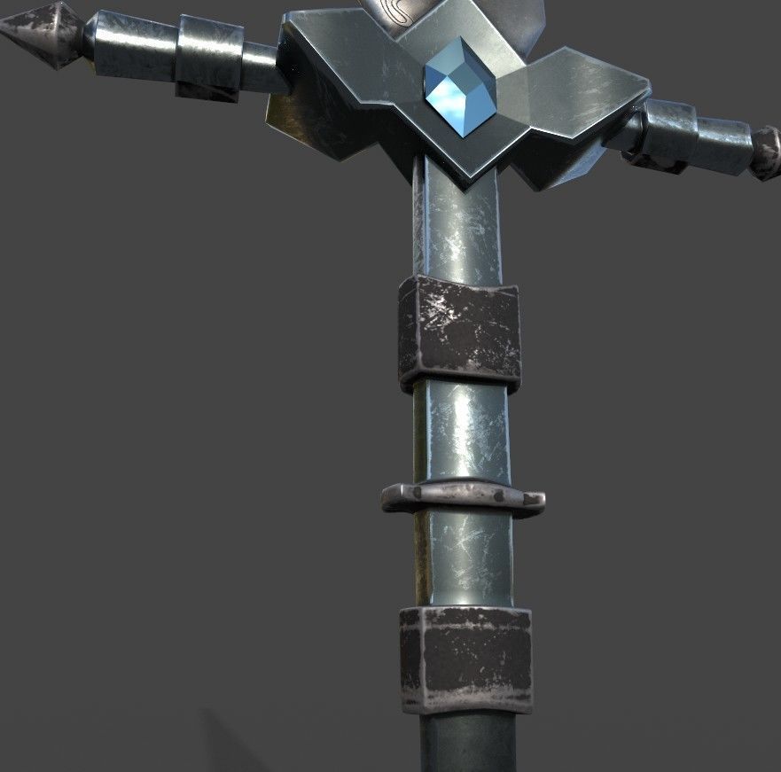 3D model Simple medieval dark metal sword 8 k textures lowpoly VR / AR ...