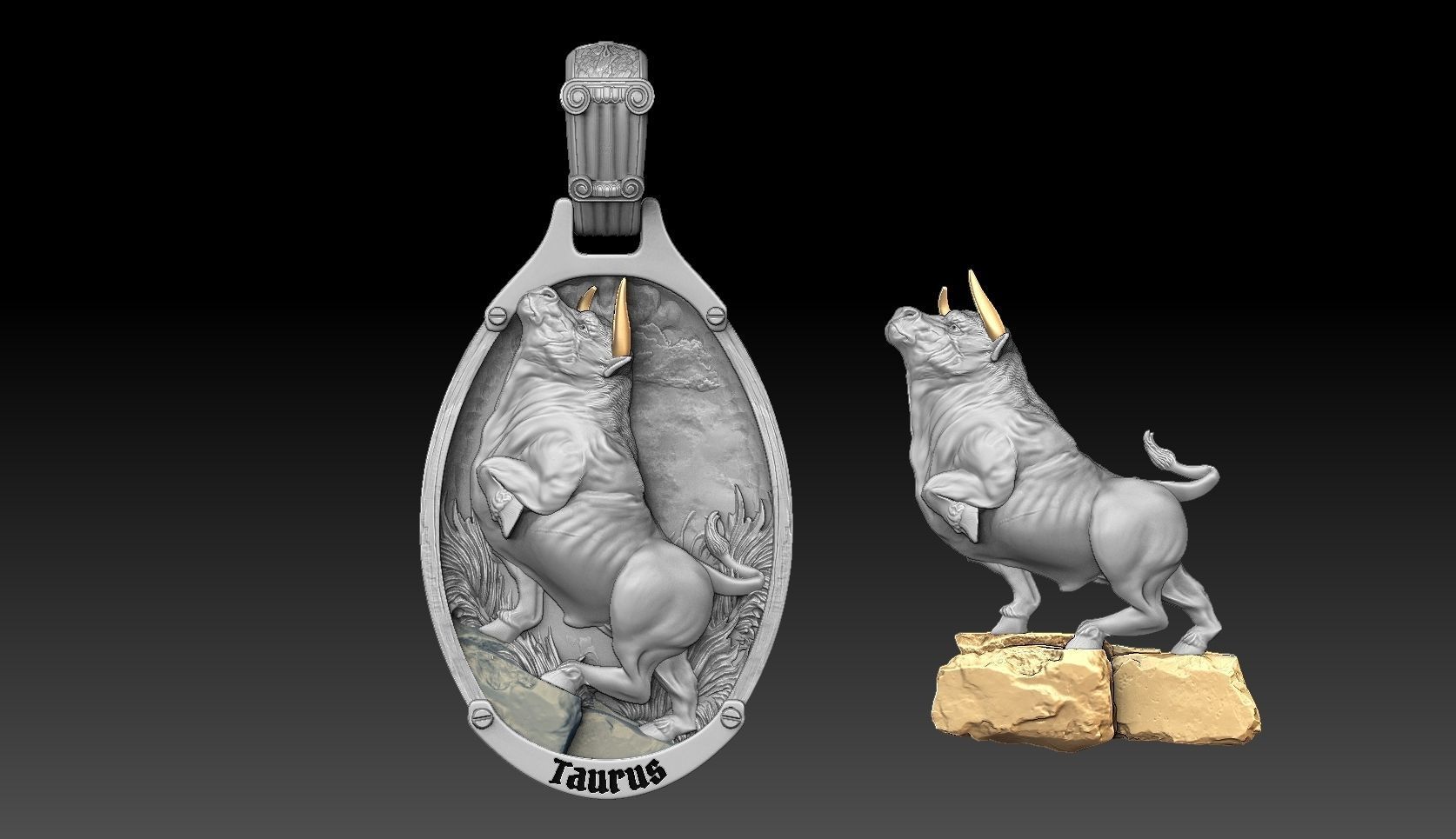Taurus Zodiac Sign Jewelry pendant 3D model 3D printable | CGTrader