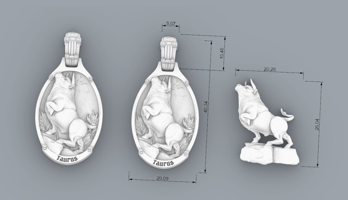 Taurus Zodiac Sign Jewelry pendant 3D model 3D printable | CGTrader