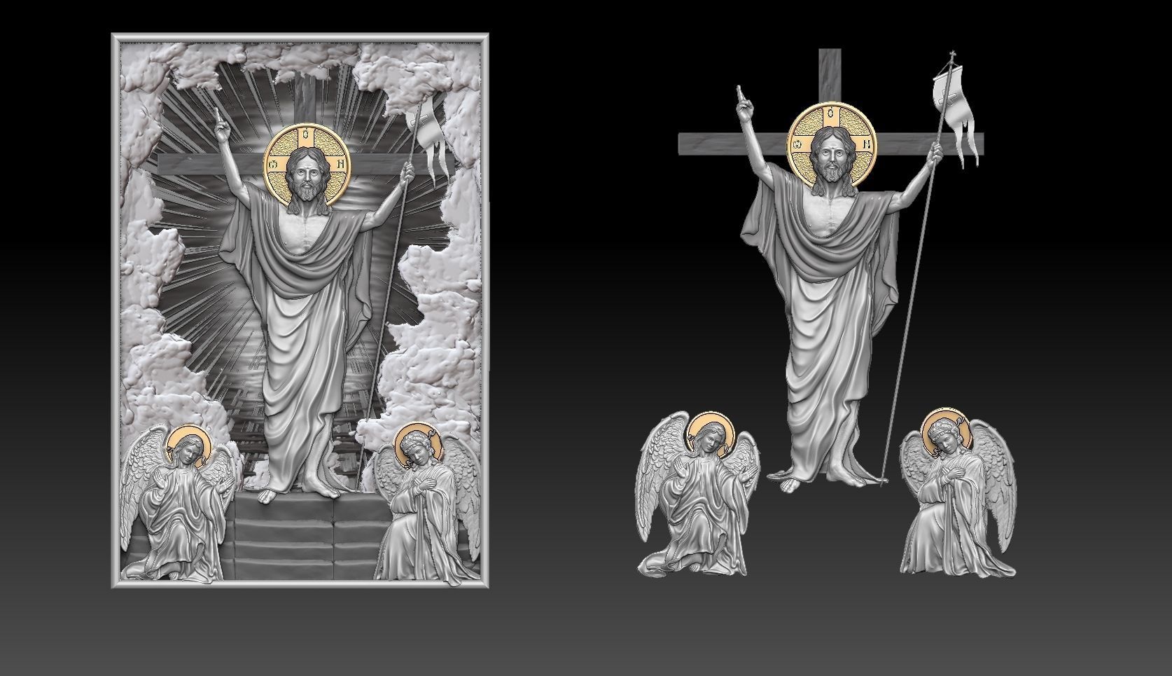 Jesus Christ with Angels 3D model 3D printable | CGTrader