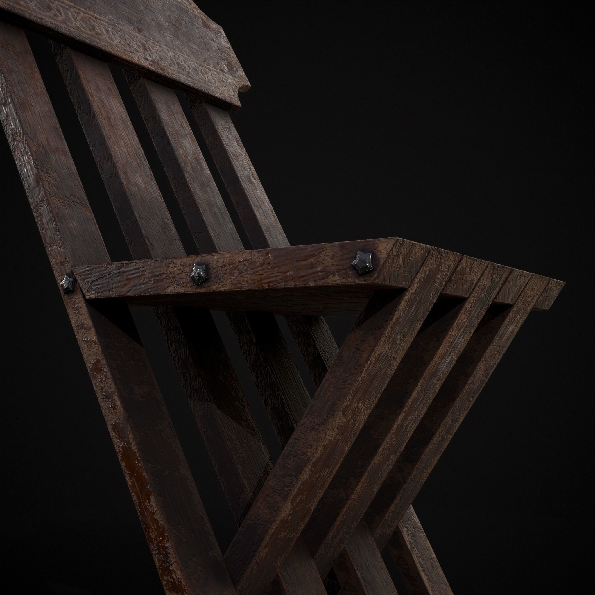 3D model Rustic Medieval Folding Chair VR / AR / low-poly | CGTrader