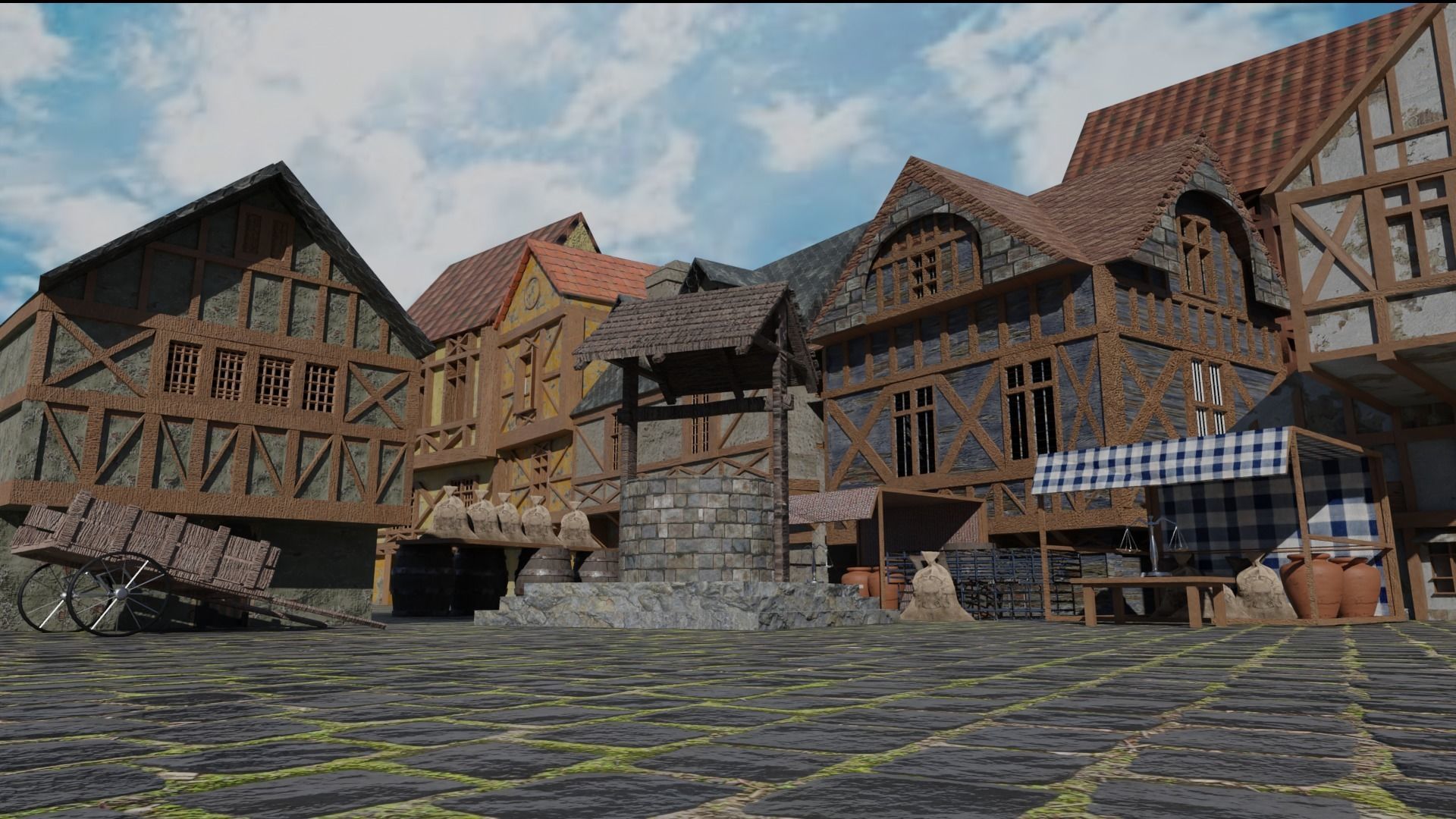 3D model game ready medieval scene UV-unwrapped VR / AR / low-poly ...