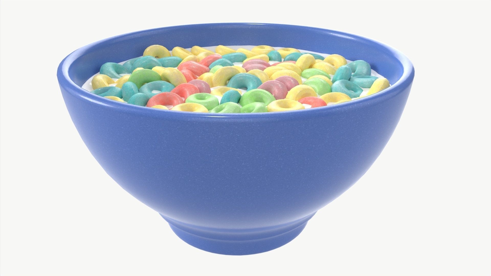 Bowl of Colored Cheerios with Milk 3D model | CGTrader