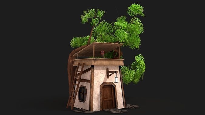 3D model Hut and Tree VR / AR / low-poly | CGTrader