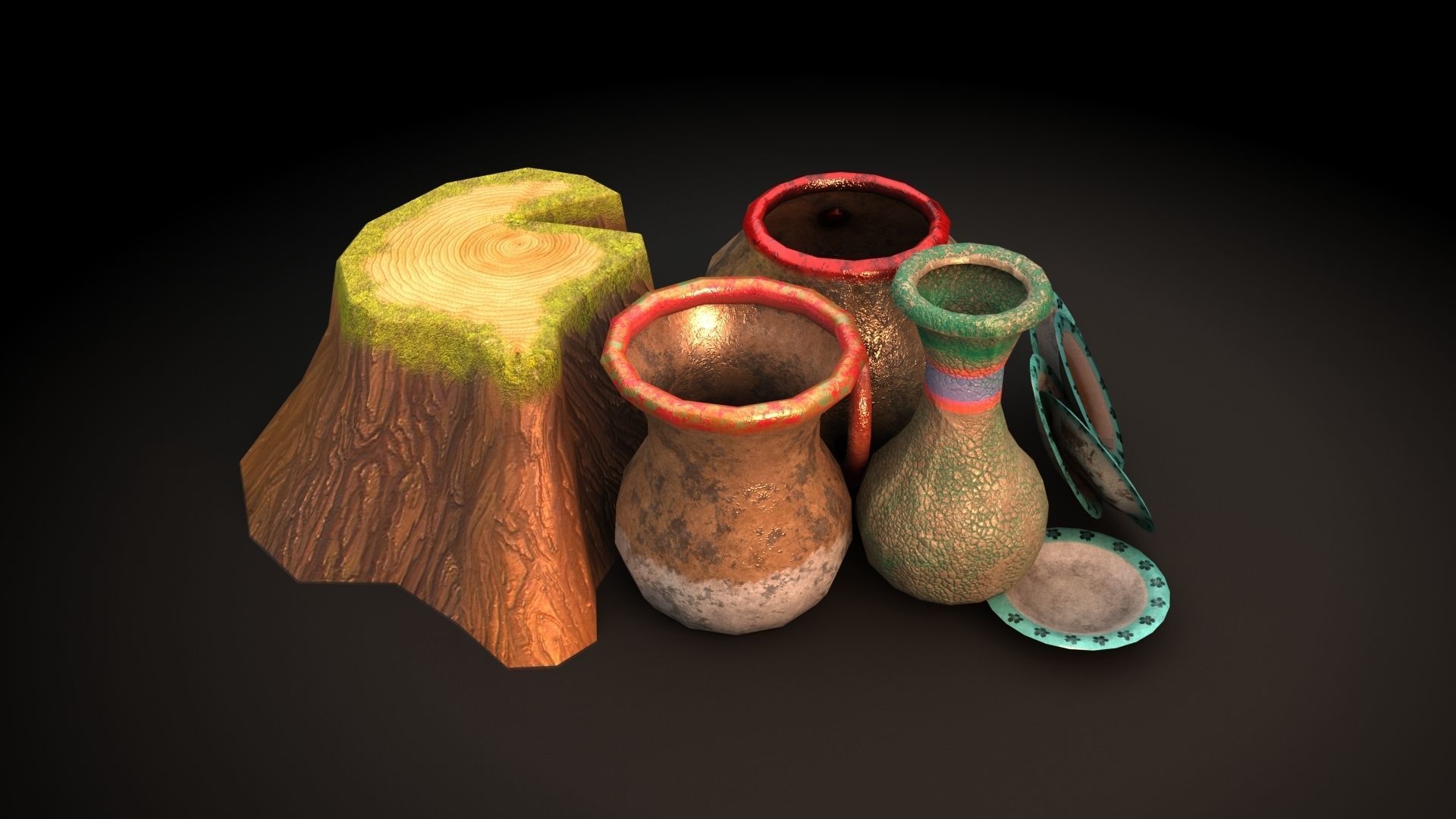 3D model Pottery Plate and Log VR / AR / low-poly | CGTrader
