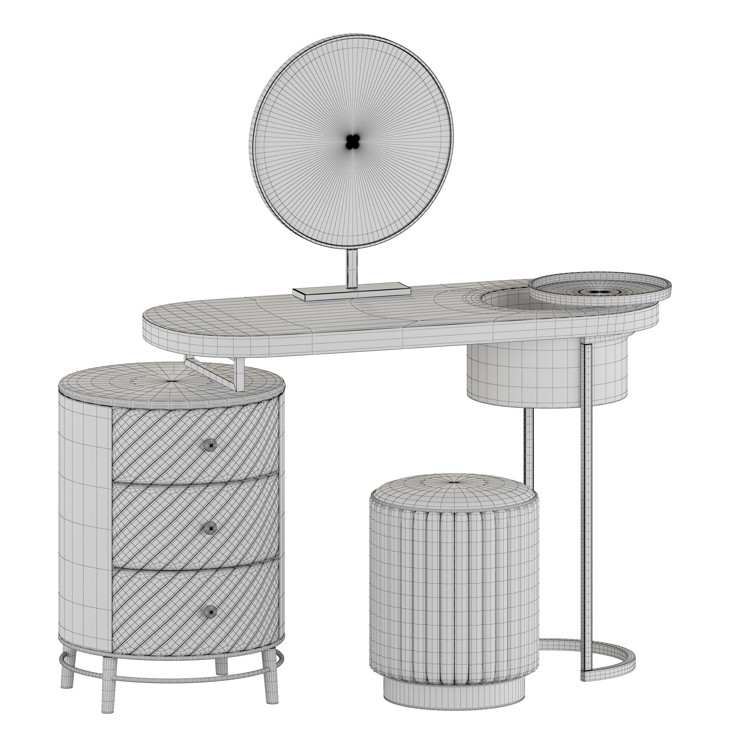 Modern Makeup Vanity Table With LED Lighted Mirror 3D model | CGTrader